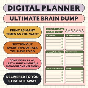 Digital Planner Download: Ultimate Brain Dump Planner - Etsy