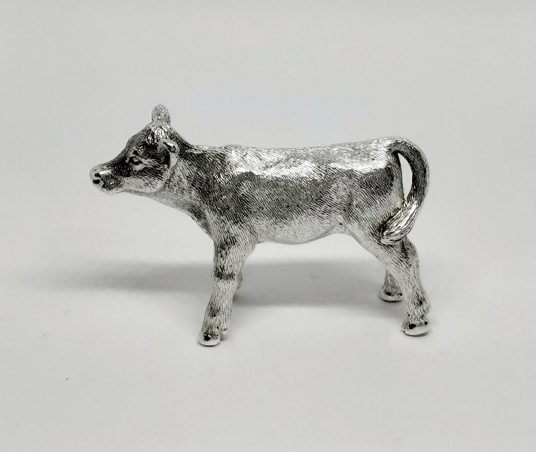 English Hallmarked Solid Sterling Silver Calf Animal Model Figurine ...