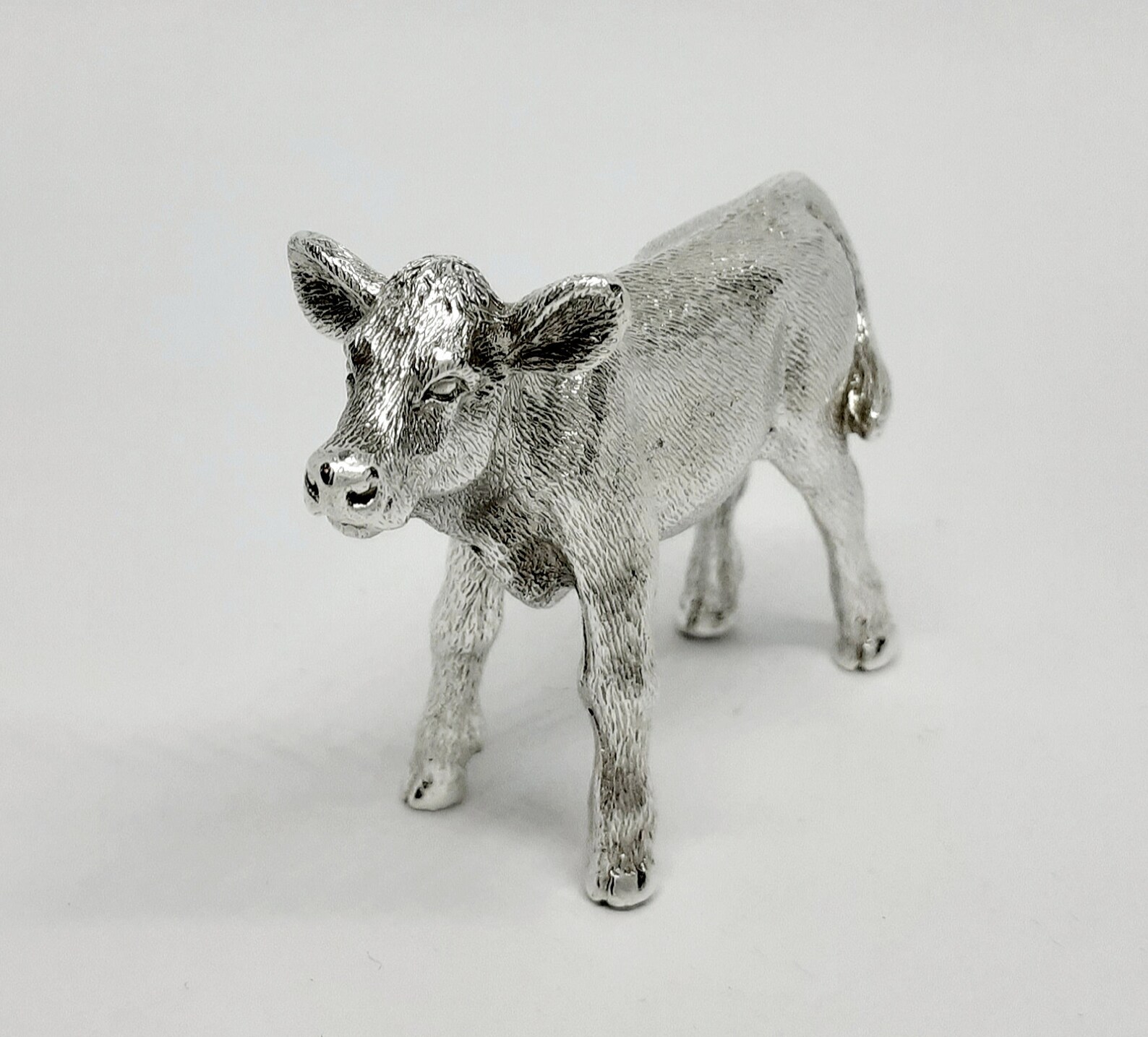 English Hallmarked Solid Sterling Silver Calf Animal Model Figurine ...
