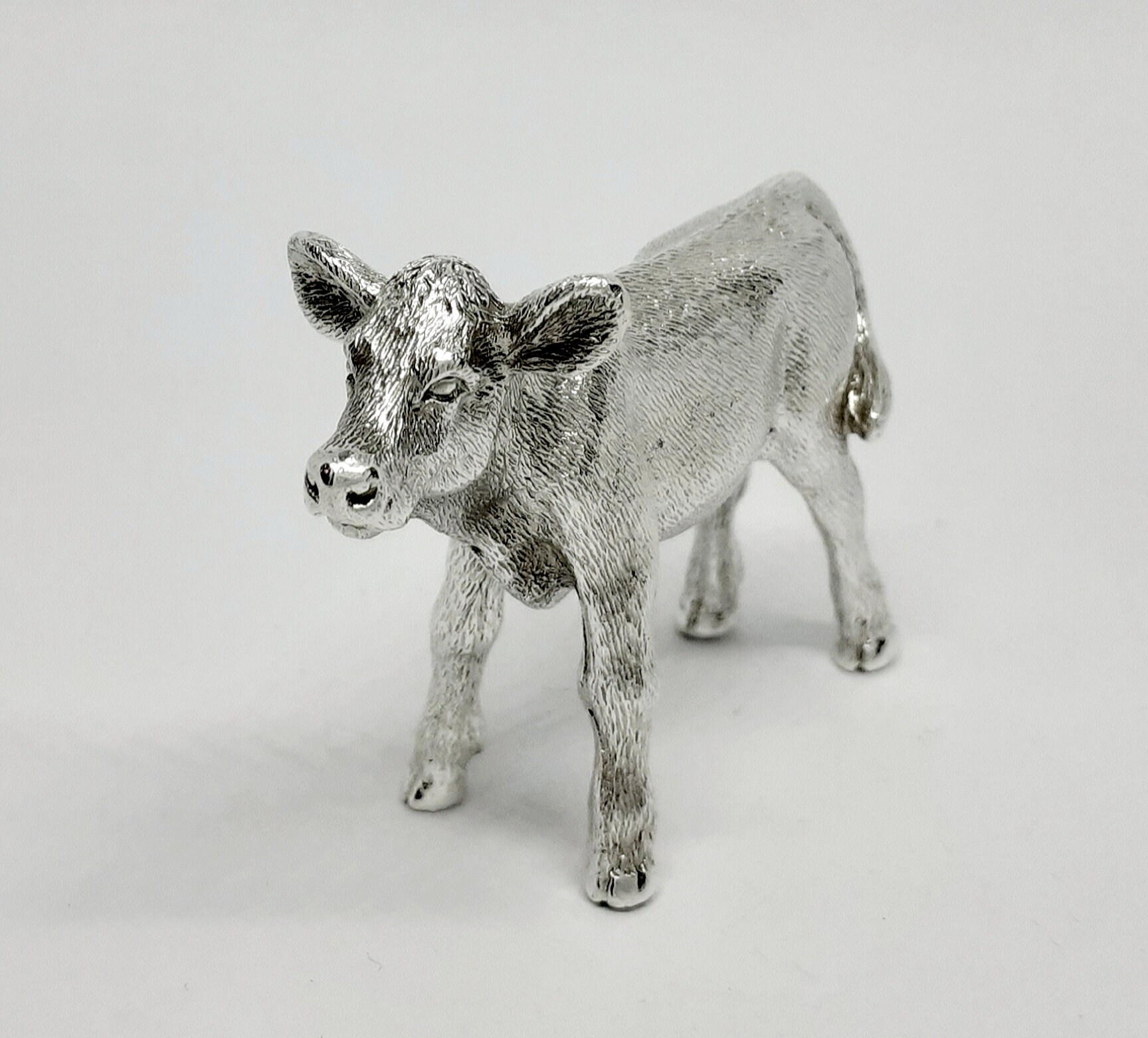 English Hallmarked Solid Sterling Silver Calf Animal Model Figurine ...