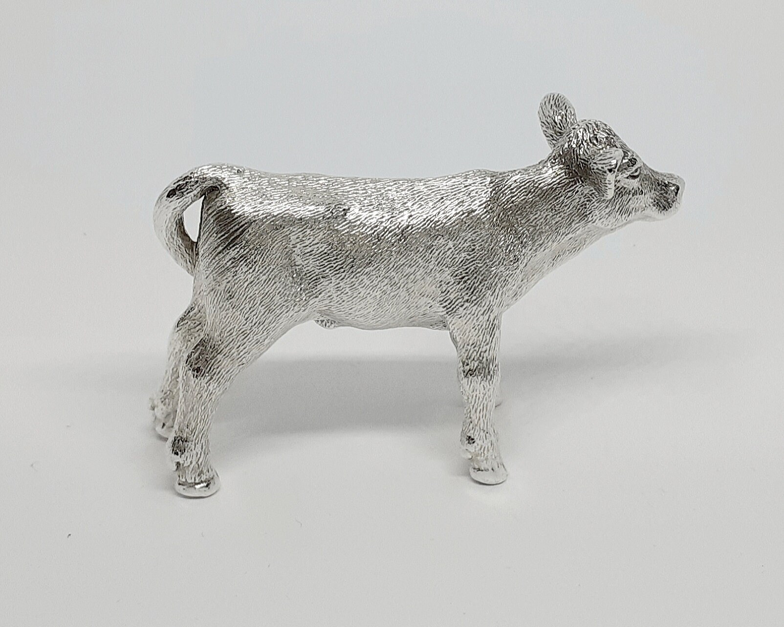English Hallmarked Solid Sterling Silver Calf Animal Model Figurine ...