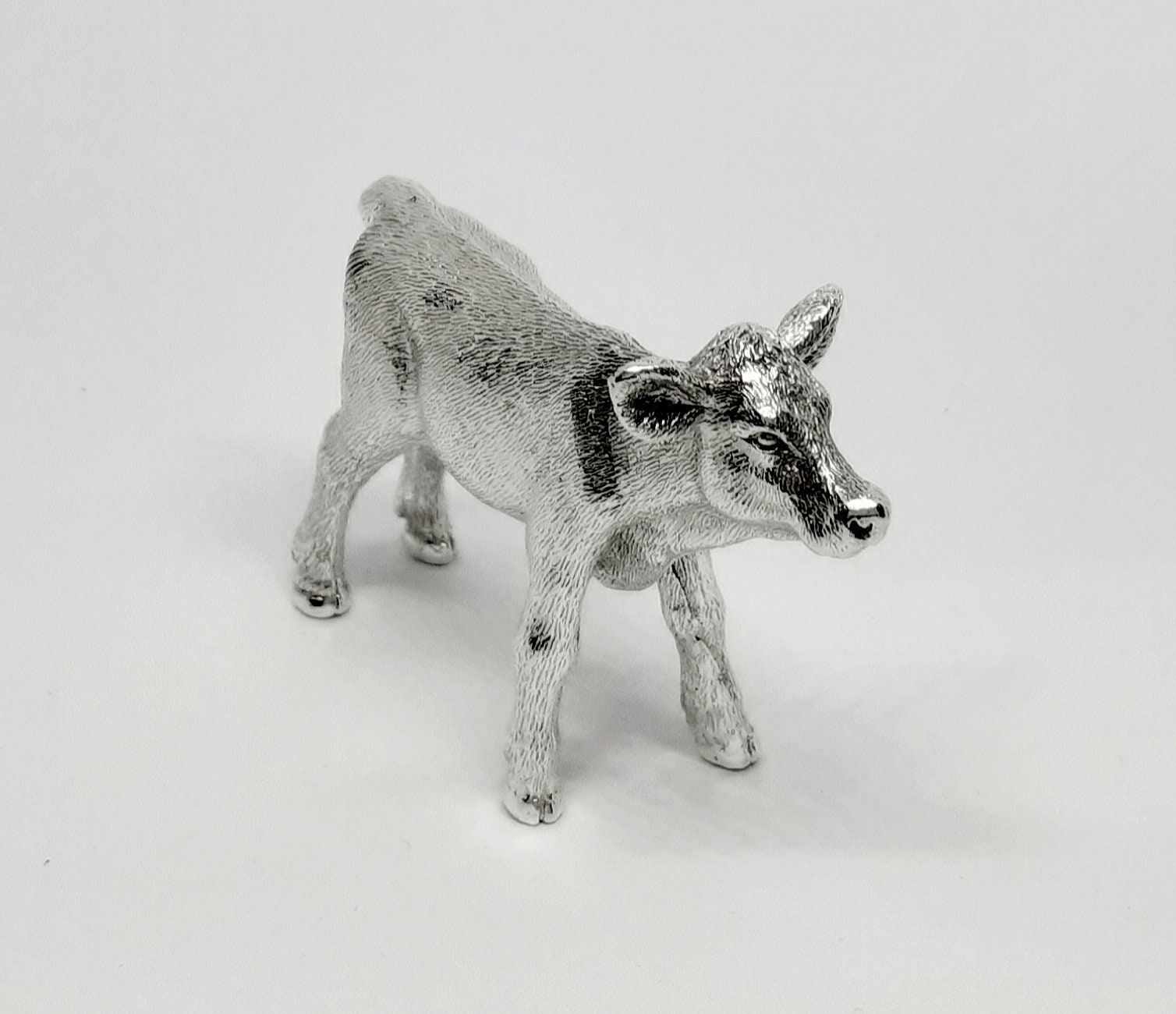 English Hallmarked Solid Sterling Silver Calf Animal Model Figurine ...