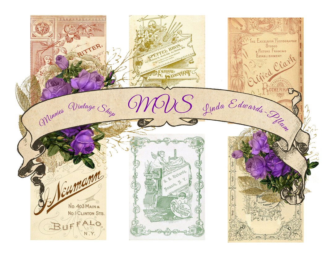 Vintage Artistic Cabinet Card Backs JPEG Download MVS Exclusive - Etsy