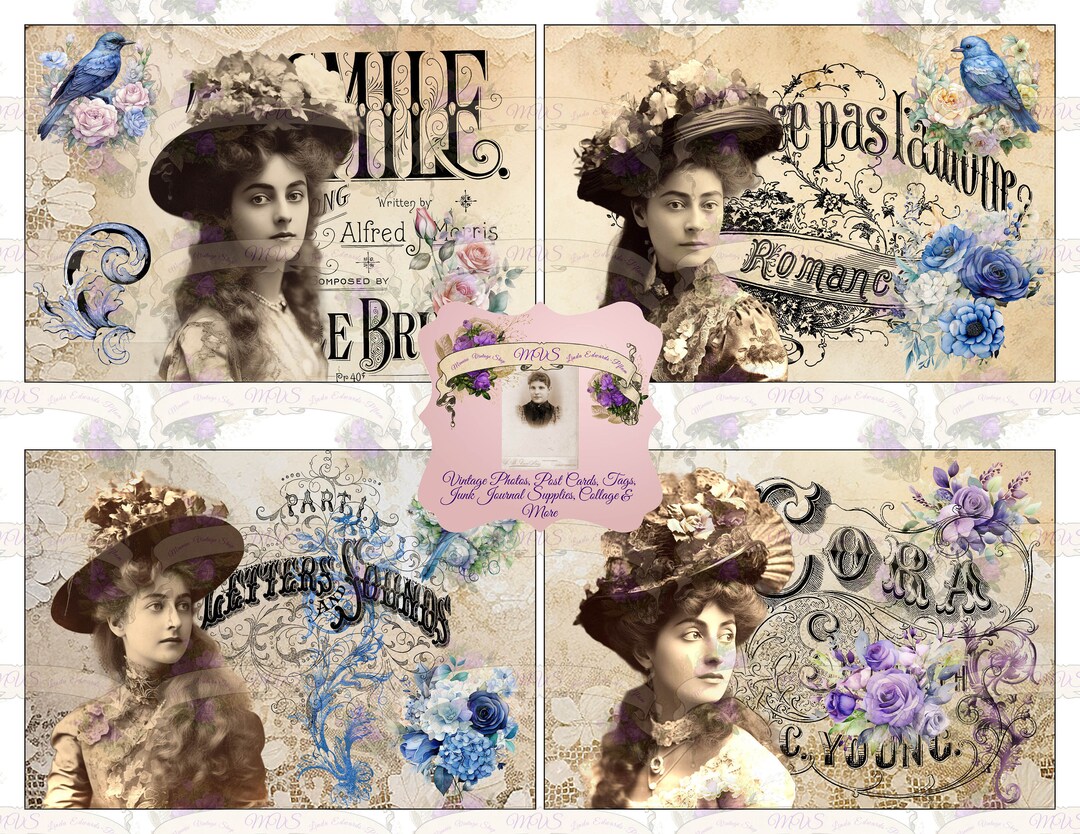 Vintage Beautiful Ladies Post Cards Set, Backs Included. Ready for You ...