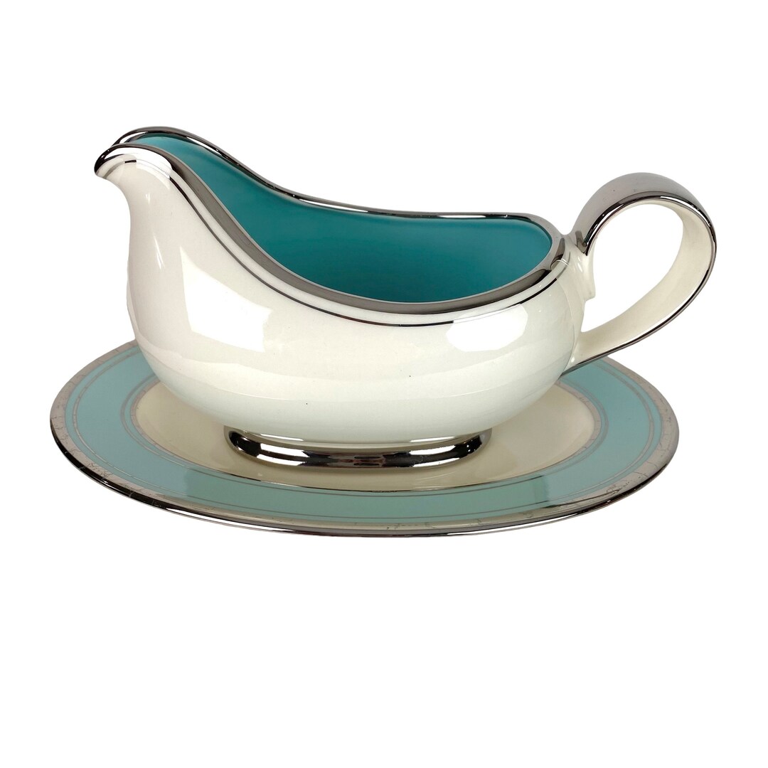 Taylor Smith Taylor Gravy Bowl With Oval Under Plate Blue Platinum ...
