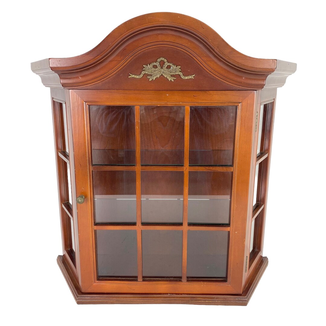 Bombay Company Display Cabinet Case 2 Shelves Cherry Wall Tabletop ...