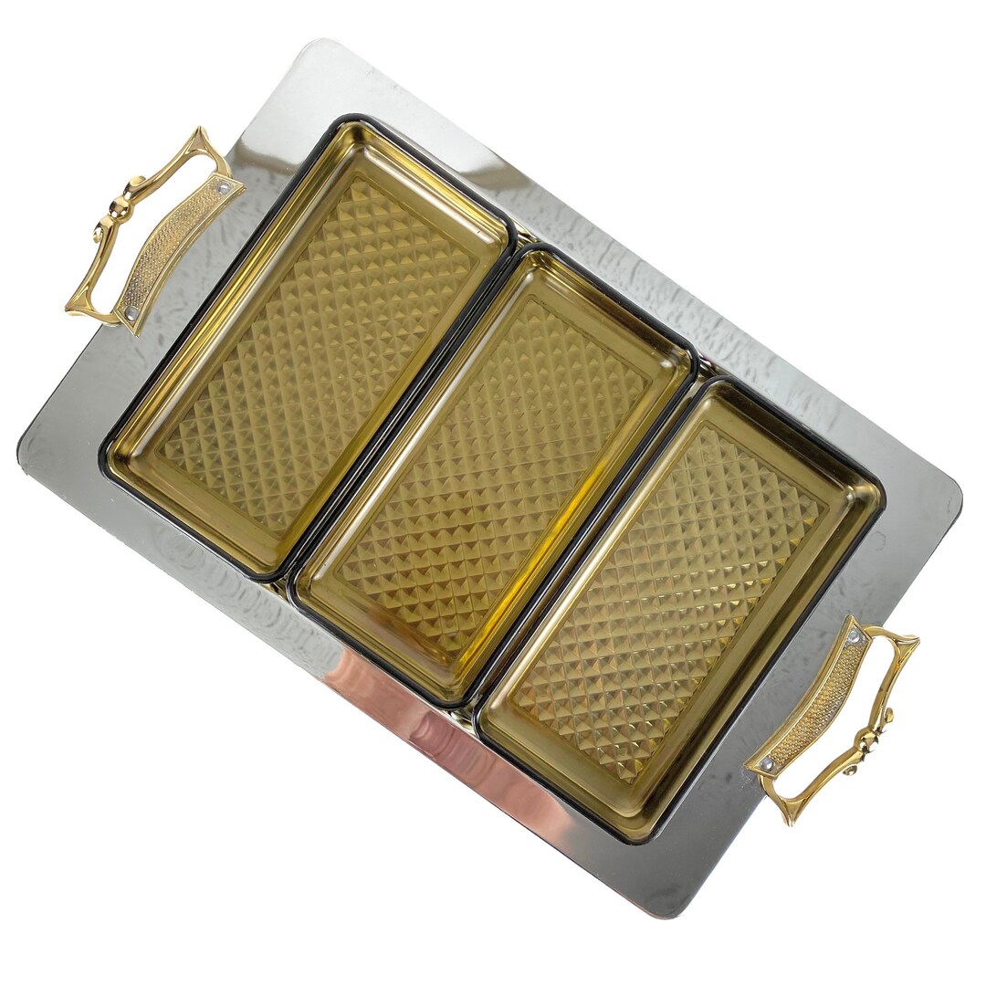 Kromex Vintage 3 Removable Compartment Serving Relish Tray Platter MCM ...