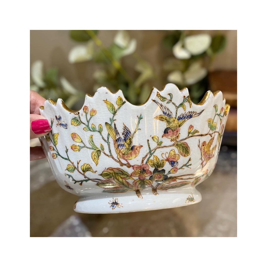 Chinoiserie Hua Ping Tang Zhi Hand Painted Bowl Vintage Signed Numbered ...