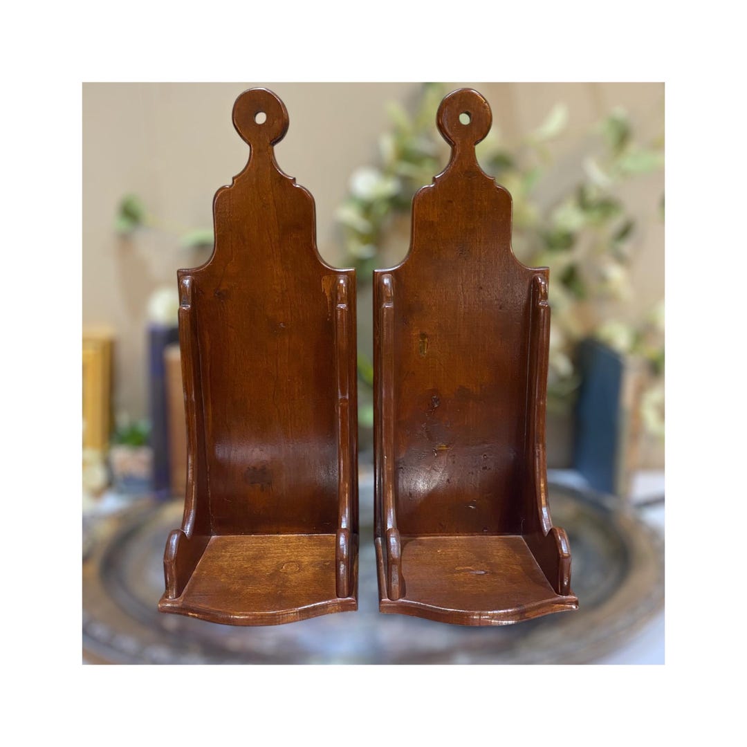 Vintage Set 2 Colonial Revival Wood Wall or Countertop Shelf Shelves 15 ...