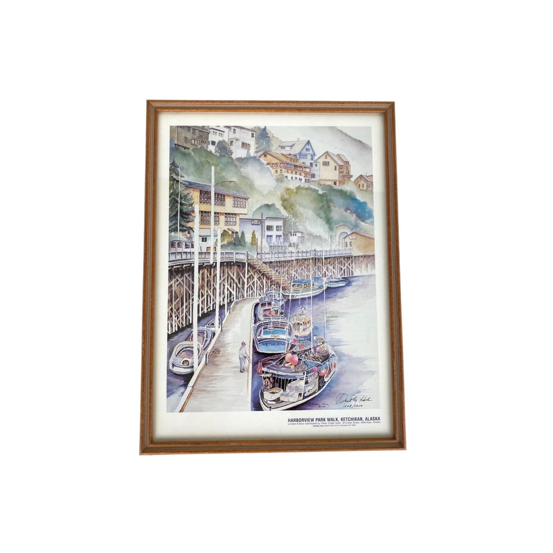 Dorothy Hook Signed Numbered Print Framed Ketchikan Alaska Harborview ...