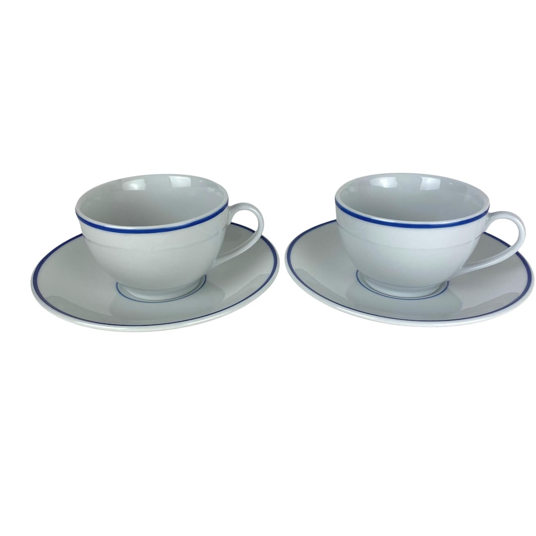 Apilco France Tradition Blue Line Cups and Saucers Set of 2 - Etsy