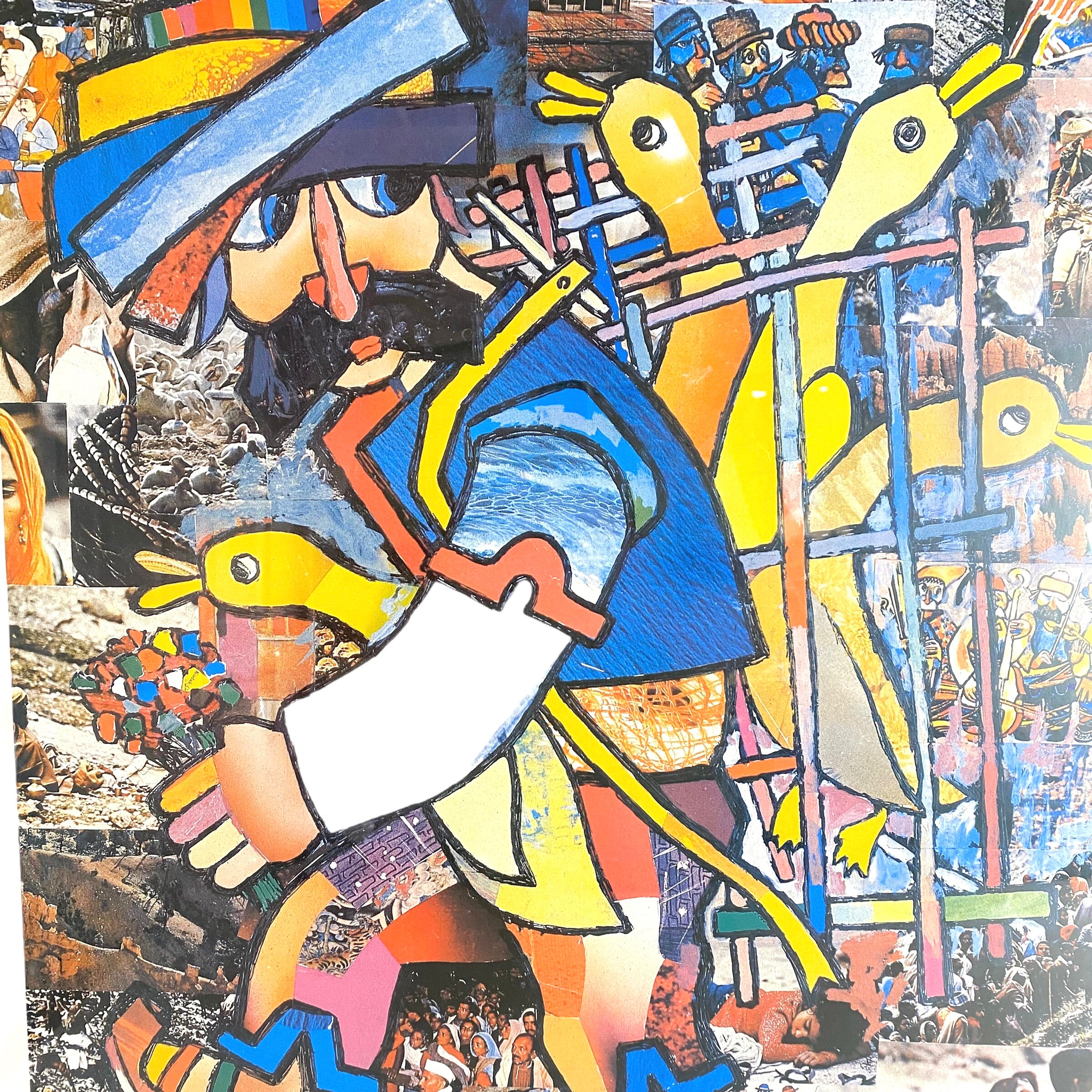 Jovan Obican Hand Signed Red Pen Print Man Ducks Basket Dubrovnik Black ...