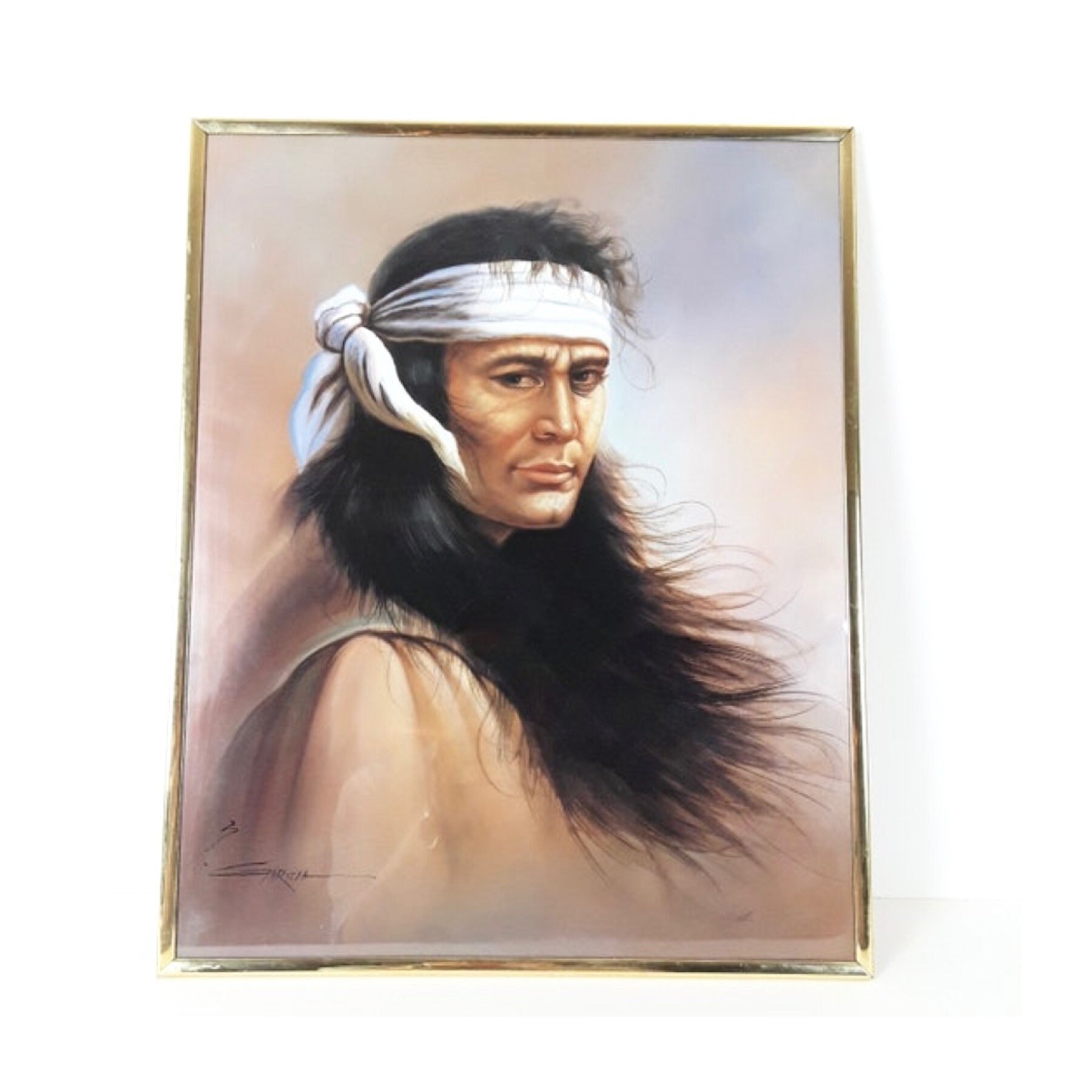 Vintage Print S. Garcia Indian Brave / Scout Framed 8798 - Etsy