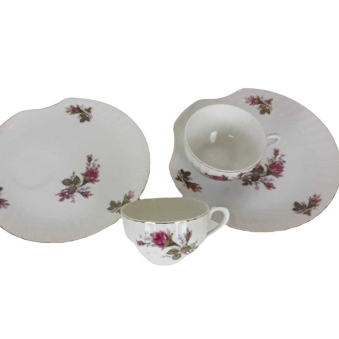 8789: Vintage Japan Tea Snack Set 31/10 2 Sets Moss Rose Pattern - Etsy