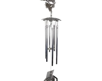 Pewter Wind Chime With Hummingbird - Etsy