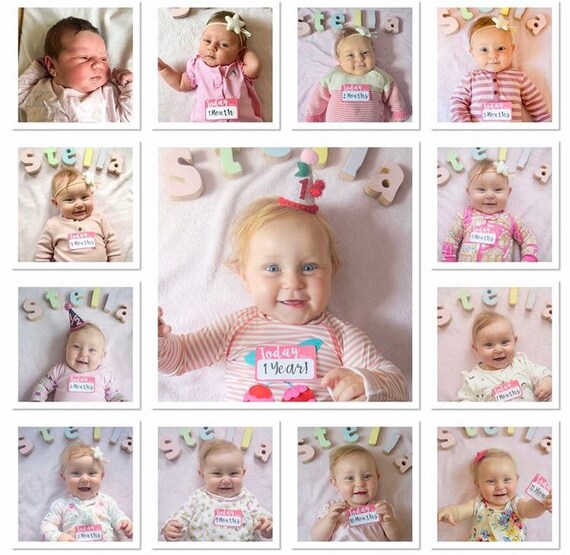 Baby Monthly Birthday Stickers 6 Month Photos First Birthday | Etsy