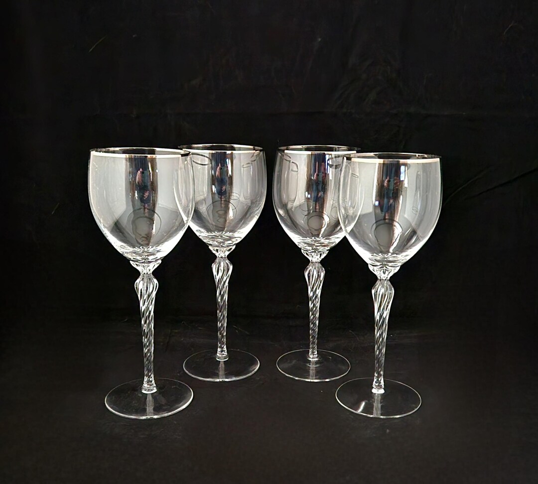 Lenox Madison Crystal Water Goblets Glasses Platinum Rim ~ Set of 4 - Etsy