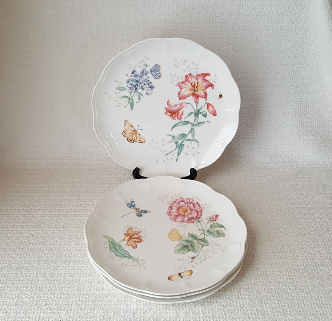 Lenox Butterfly Meadow Dinner Plates ~ Set of 4 ~ Each With Different ...