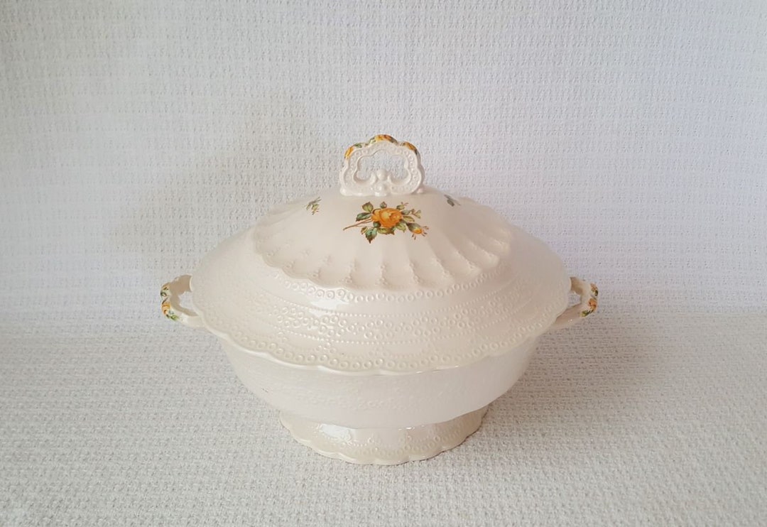 Spode's Jewel Billingsley Rose Yellow Covered Vegetable Bowl England - Etsy