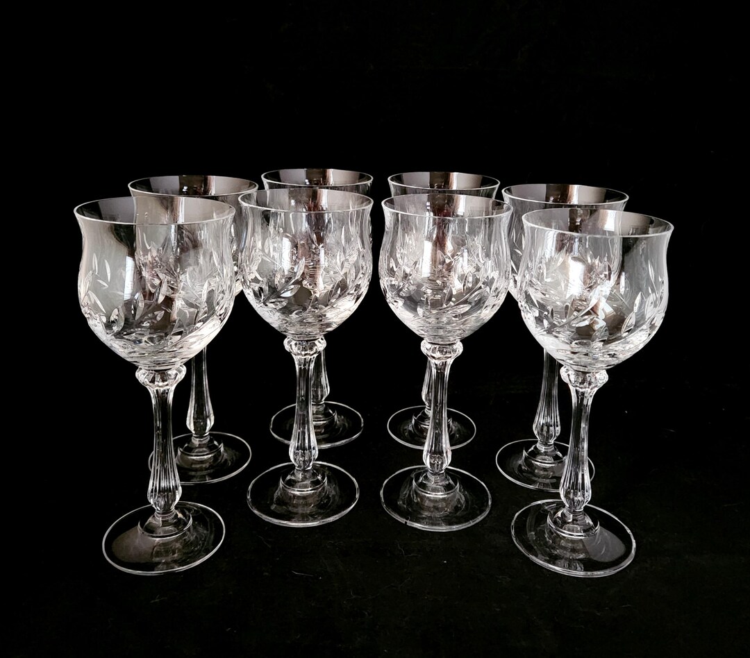 Mikasa Versailles Cut Crystal Wine Glasses Goblets ~ Set of 8 ~ Cut ...