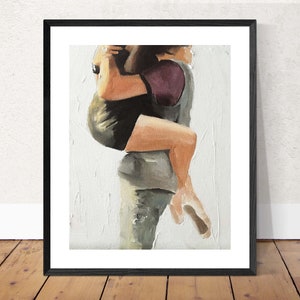 Couple Hugging Painting - Poster -wall Art - Canvas Print - Fine Art ...