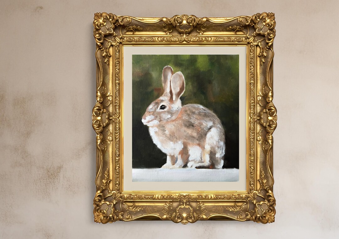 Rabbit Painting Poster Wall Art Canvas Print Fine Art From Original Oil ...