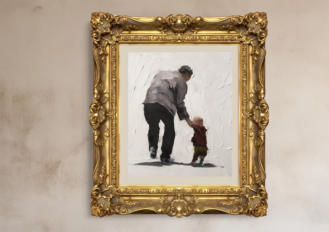 Grandpa and Boy Painting, Family Wall Art, Family Canvas Print, Family ...