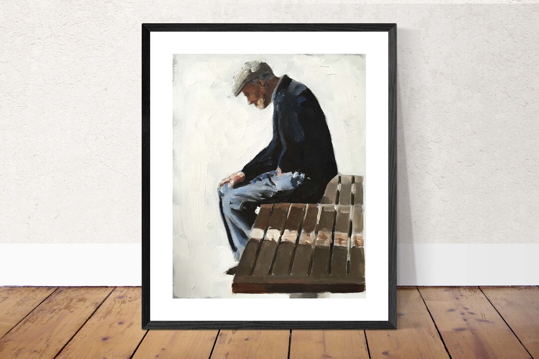 Old Man Thinking Painting, Prints, Posters, Canvas, Originals ...