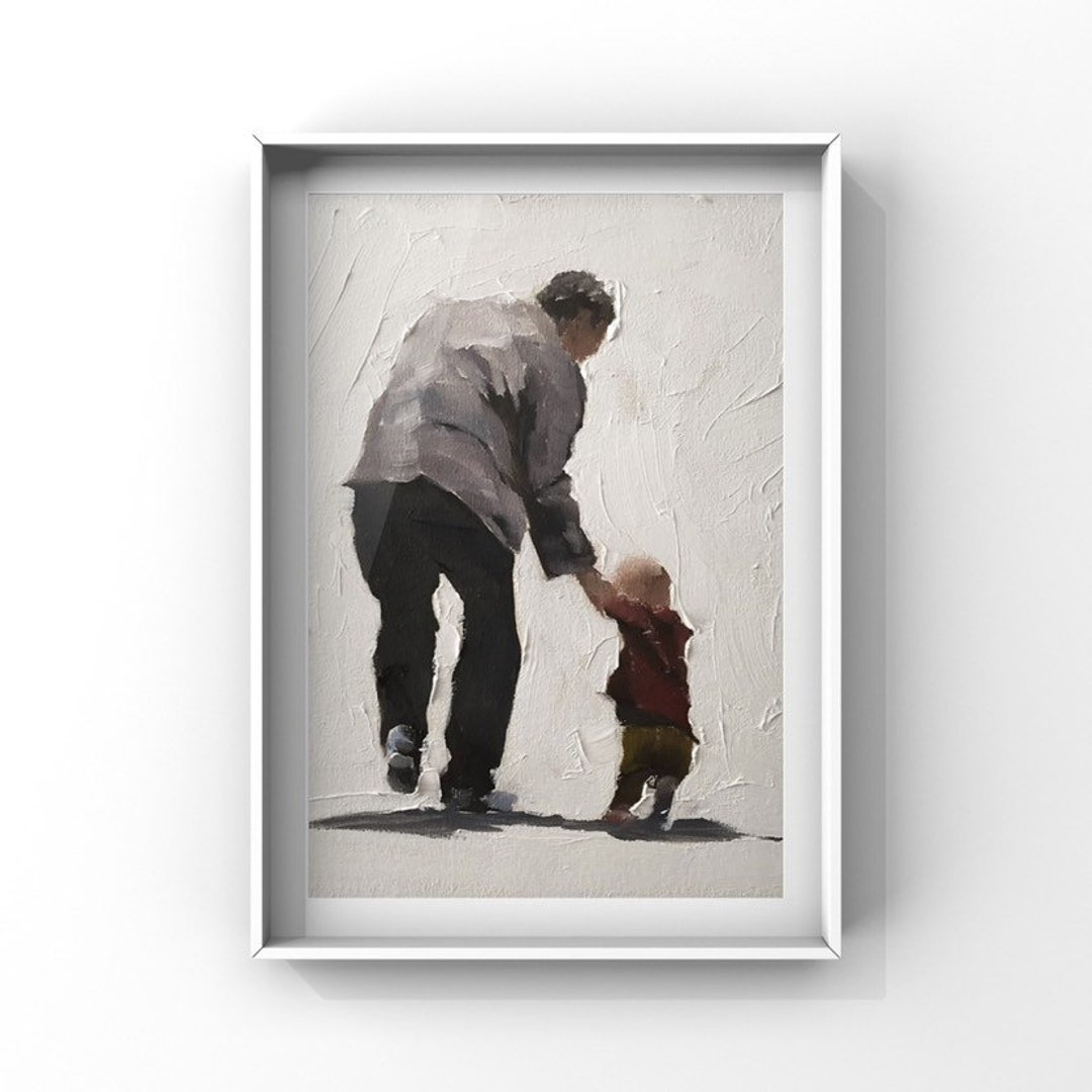 Grandpa and Boy Painting, Family Wall Art, Family Canvas Print, Family ...