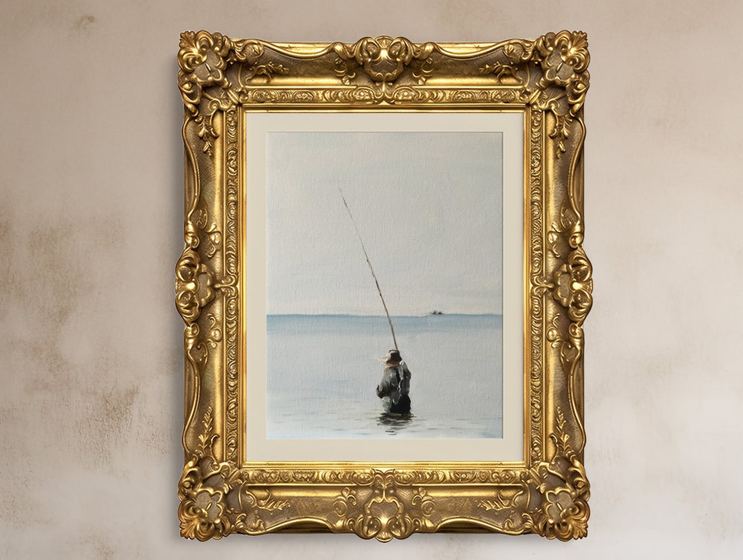 The Angler Fishing Art Print - Unframed Oil Painting Print - Oil ...