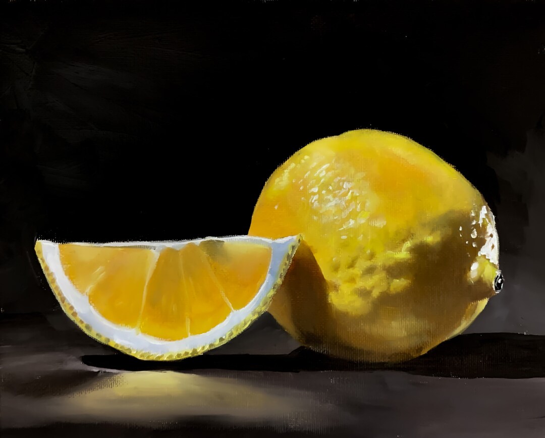 Oil Painting of a Lemon Original Oil Painting Kitchen Art Fruit Art ...