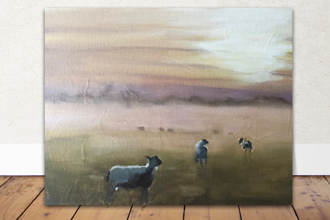 Sheep in Field Painting, Prints, Poster, Canvas, Originals, Commissions ...