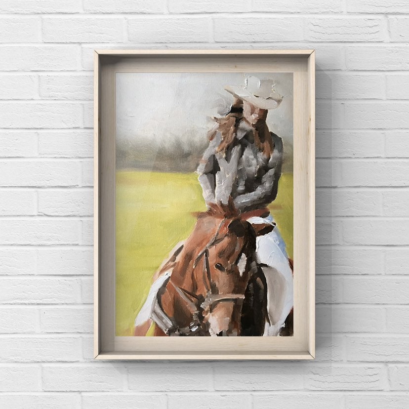 Horse riding Painting, Horse riding Poster, horse rider Wall art, horse ...