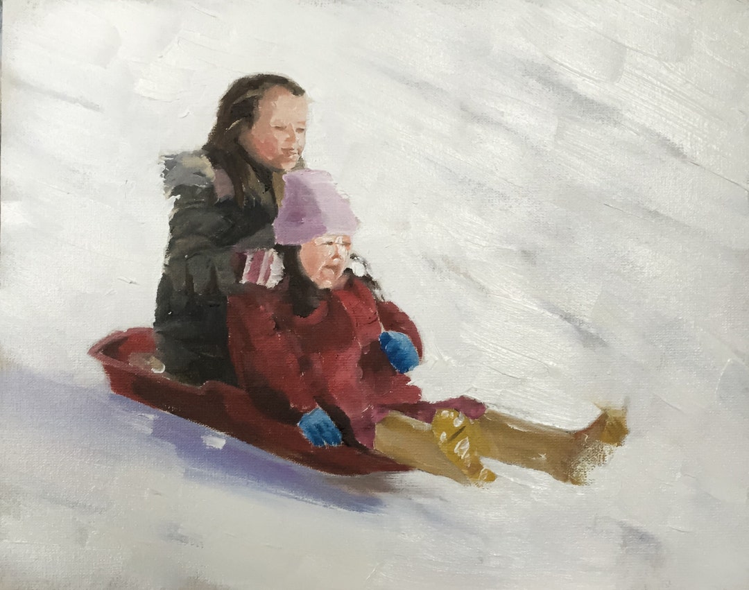 Children Sledging Painting,posters, Art , Prints, Originals - Fine Art ...