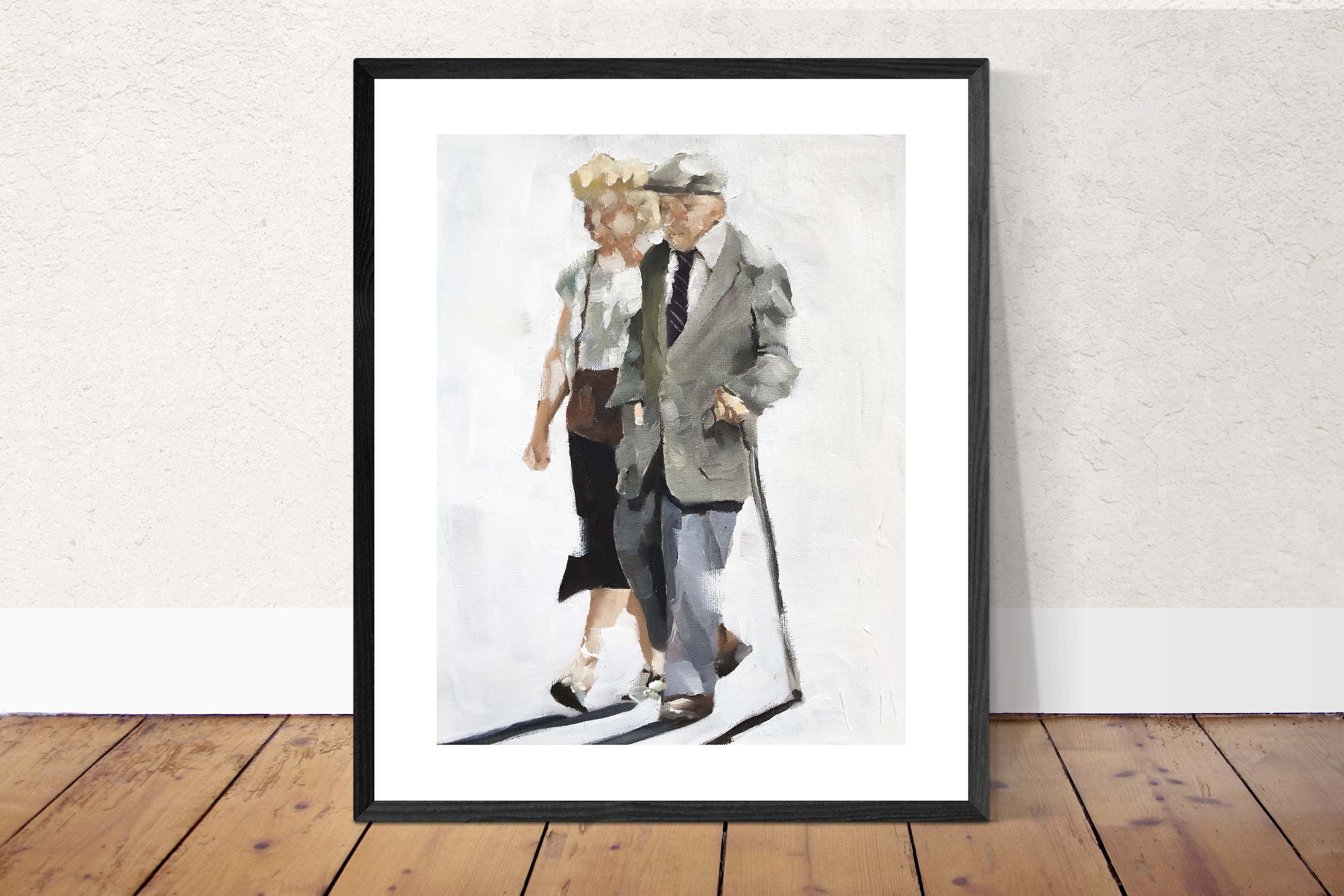 Old Couple Painting Poster Wall Art Canvas Print | Etsy