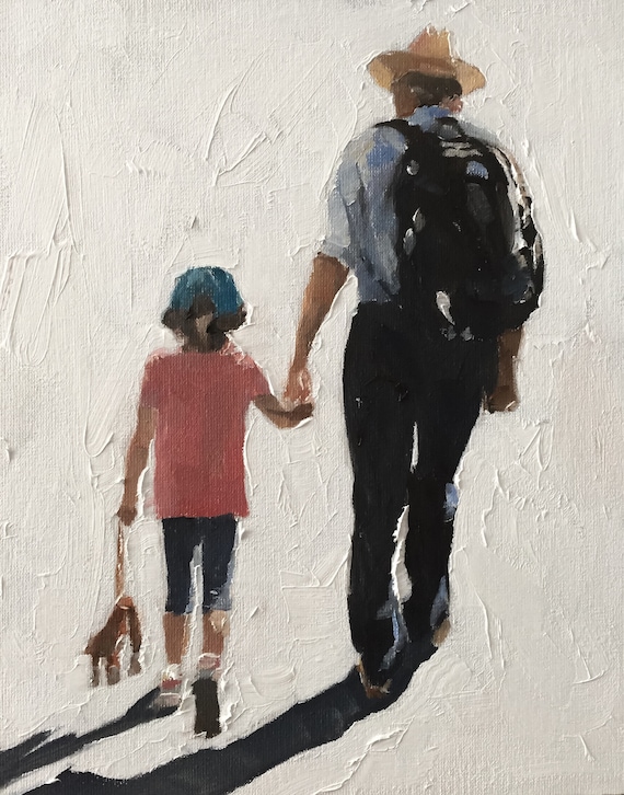Father and daughter Painting Poster Wall art Canvas | Etsy