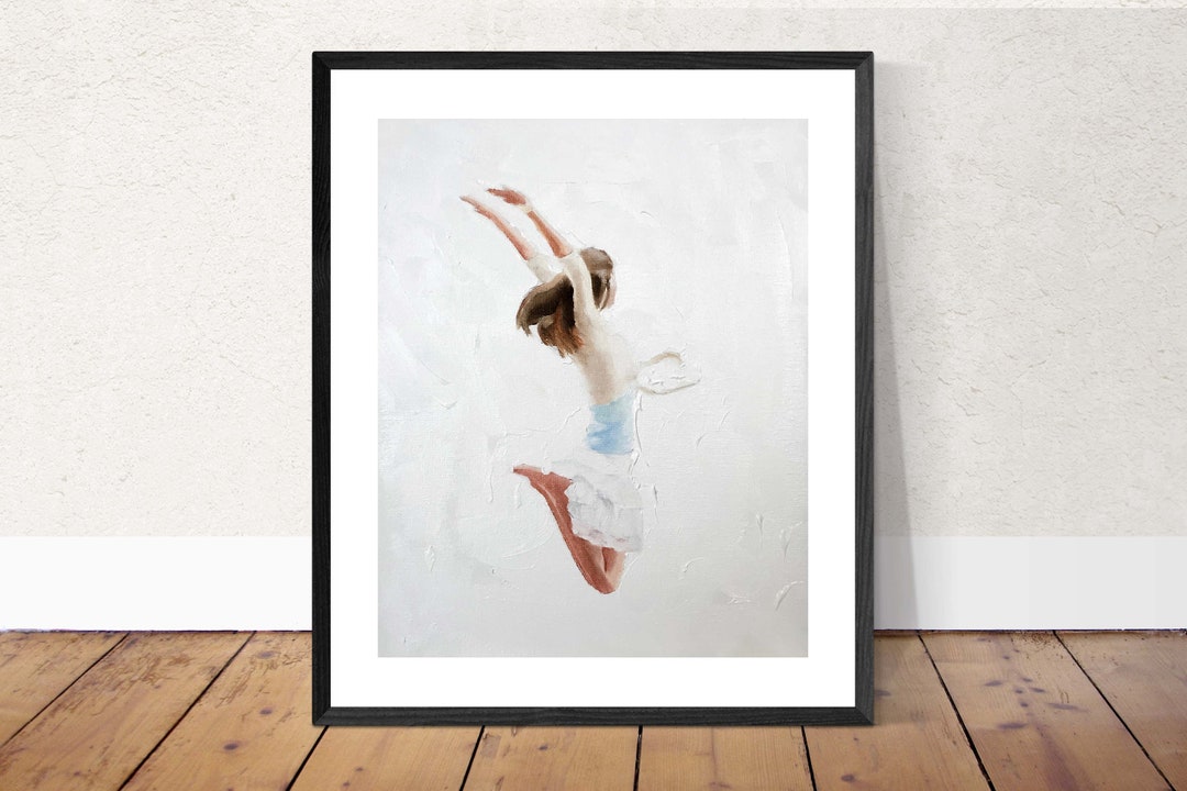 Girl Jumping for Joy - Painting -wall Art - Canvas Print - Fine Art ...