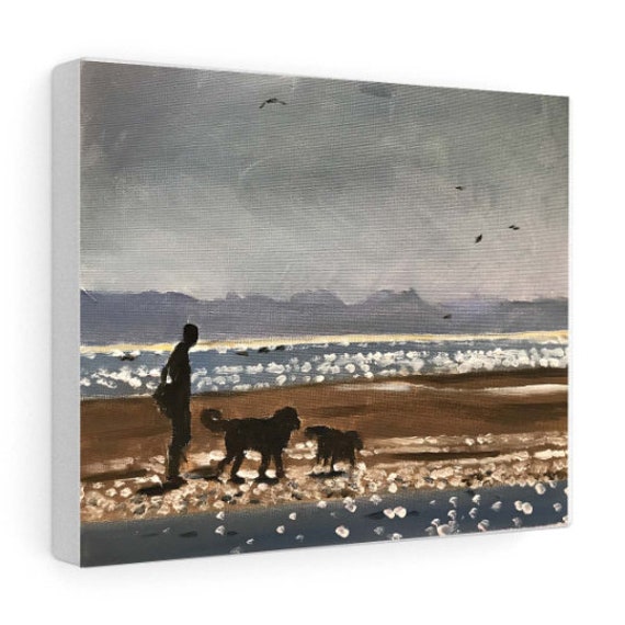Dogs on Beach Painting PRINTS Canvas Posters Commissions | Etsy