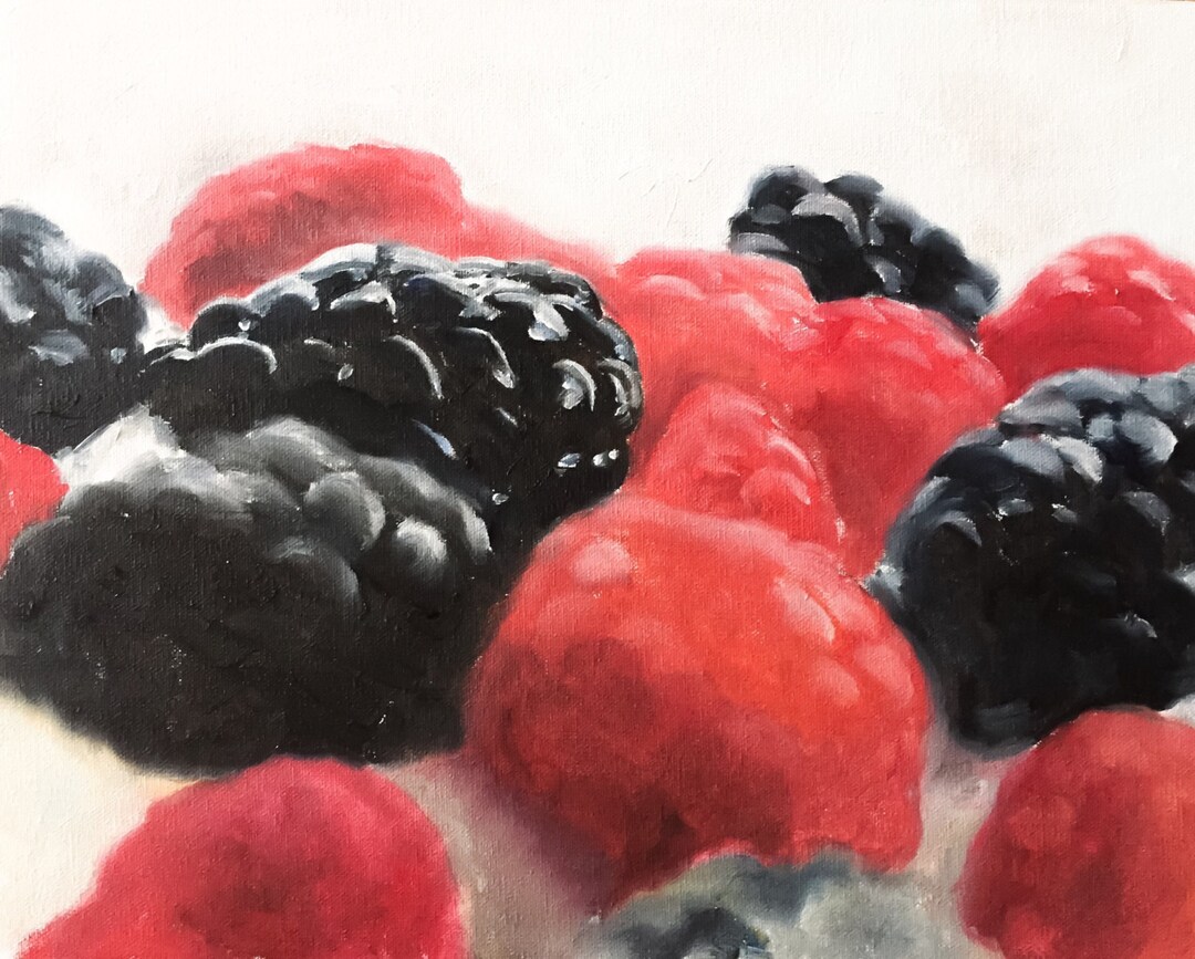 Raspberries Painting, Prints, Canvas, Posters, Originals, Commissions ...