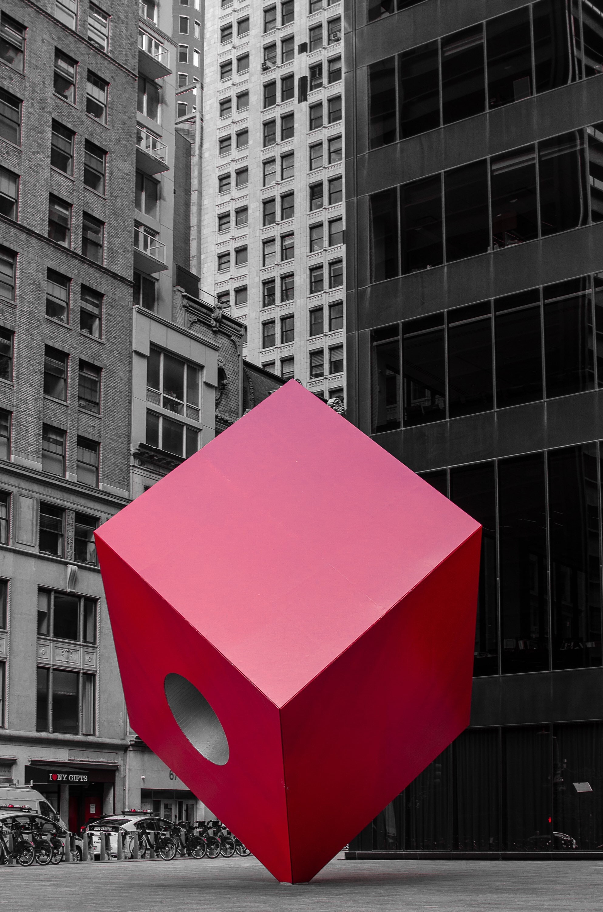 NYC Wall Art, Industrial Wall Art, Cube Sculpture, Red Cube NYC, Urban ...