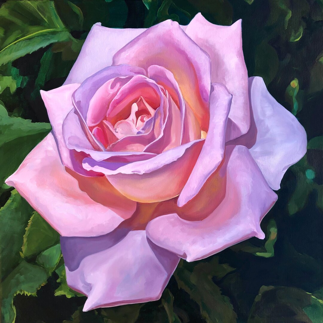 Canvas Print of “pink Rose” Artwork 20x20 Inches - Etsy