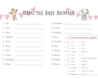 Baby Shower - Baby Animals Guessing Game - GRAY for a Gender Neutral ...