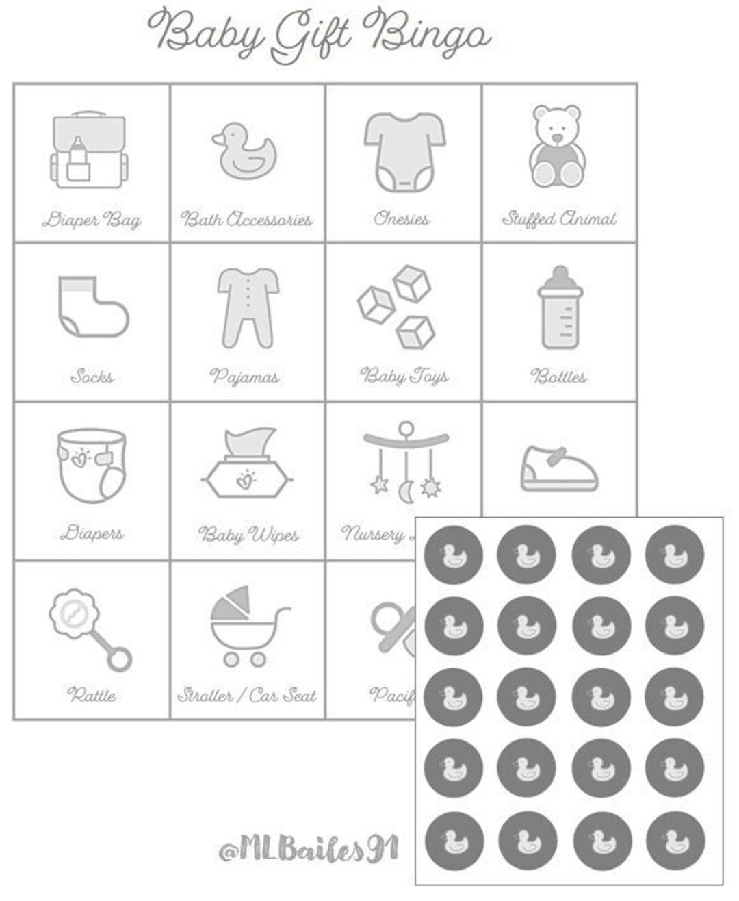Baby Gift Bingo! (24 Sets) Baby Shower Game (gender Neutral - Boy or ...