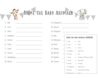 Baby Shower - Baby Animals Guessing Game - PINK for a Baby Girl's ...