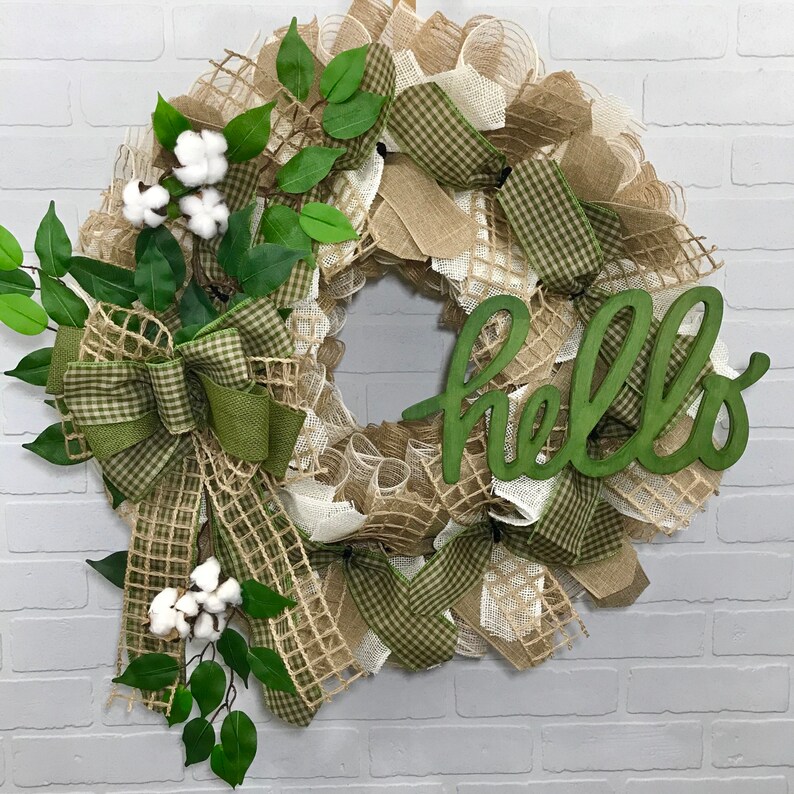 Hello Wreath, Farmhouse Decor, Everyday Wreath, Year Round Wreath ...