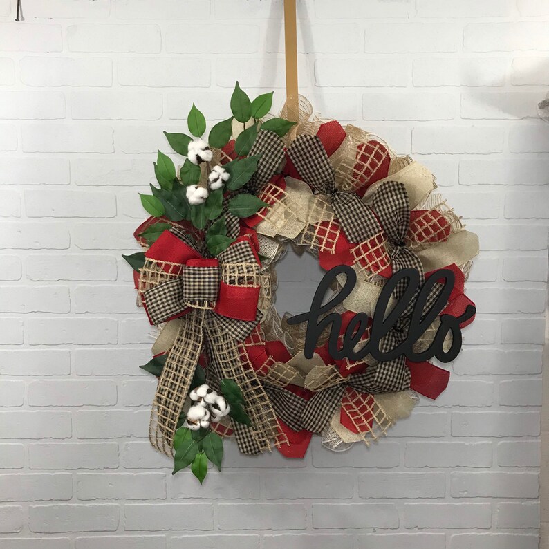 Hello Wreath Farmhouse Decor Everyday Wreath Year Round - Etsy