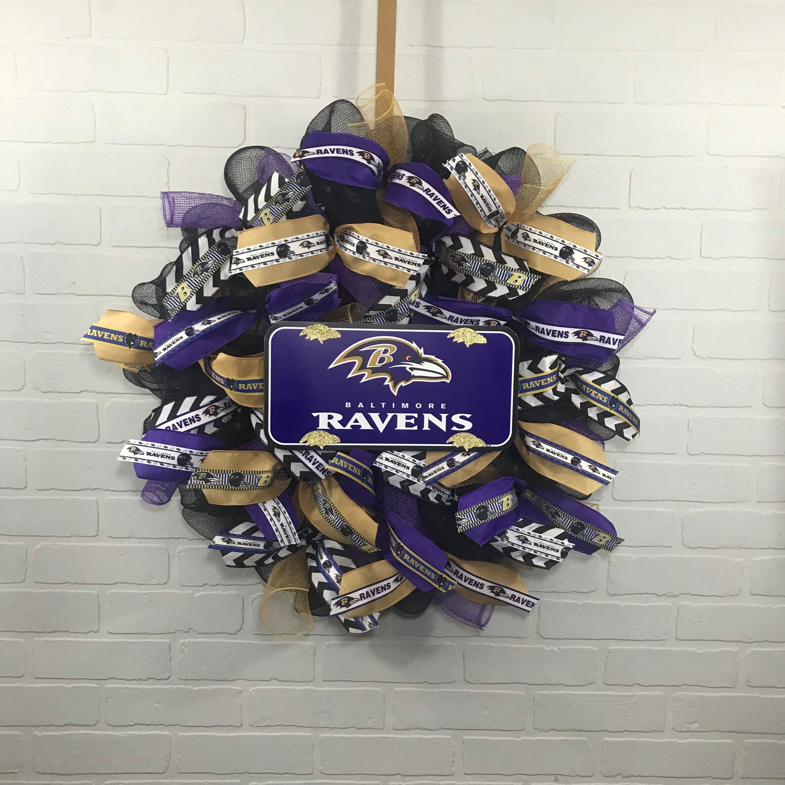 Baltimore Ravens Deco Mesh Wreath, Baltimore Ribbon, Ravensribbon ...