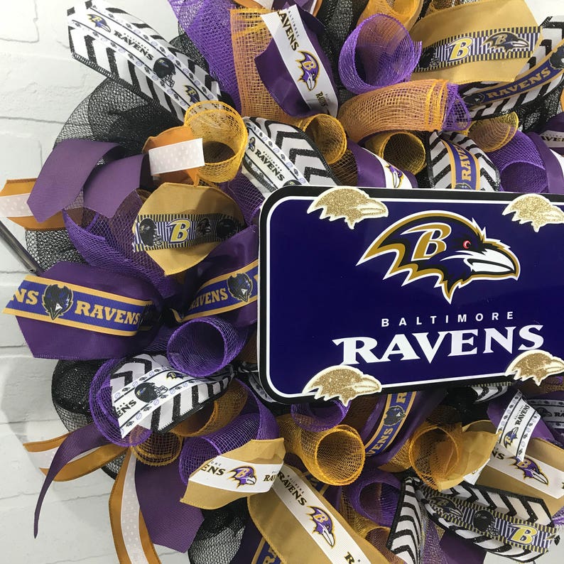 Baltimore Ravens Deco Mesh Wreath Baltimore Ribbon | Etsy