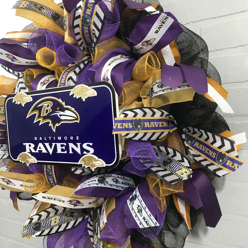 Baltimore Ravens Deco Mesh Wreath Baltimore Ribbon | Etsy