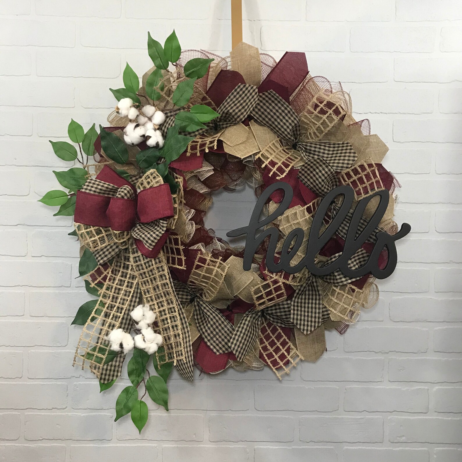 Hello Wreath Farmhouse Decor Everyday Wreath Year Round - Etsy